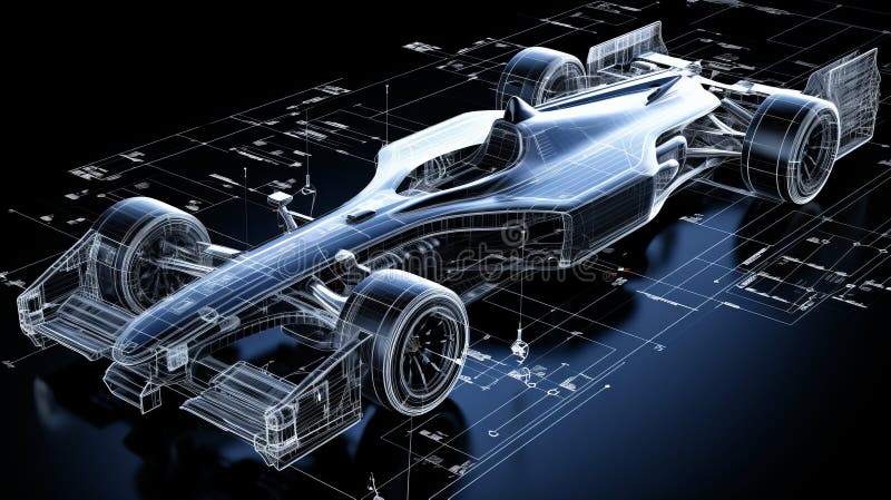 Futuristic Race Car Design in a High-tech Blueprint Environment ...
