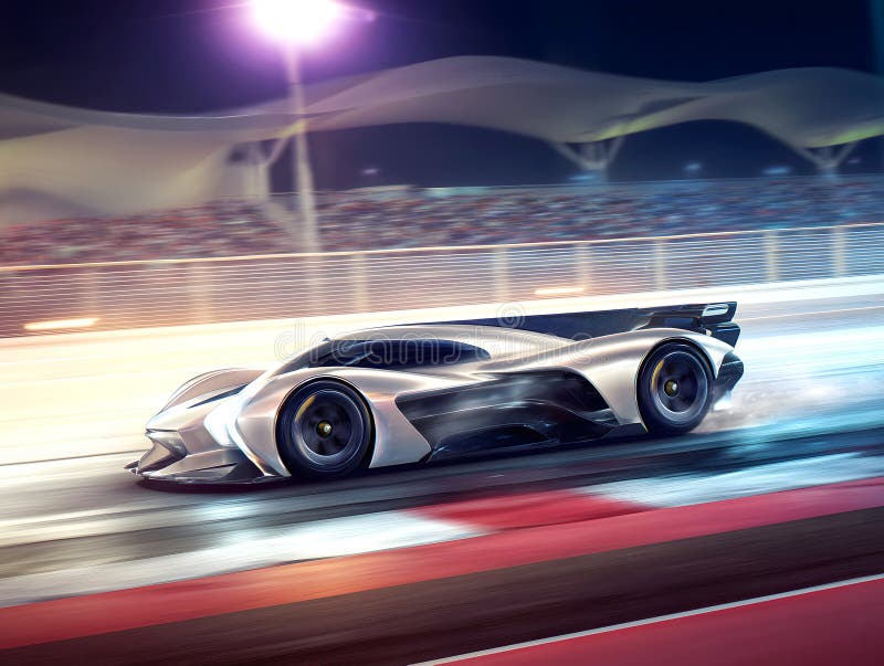 Futuristic Racing Car Racing at High Speed Stock Image - Image of ...