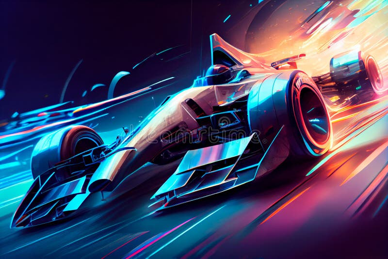 Futuristic Racing Formula at Fast Ride To Finish. Generative AI Stock ...