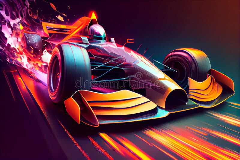 Futuristic Racing Formula at Fast Ride To Finish. Generative AI Stock ...