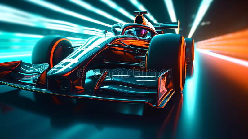 Futuristic Racing Formula at Fast Ride To Finish, Stock Illustration ...
