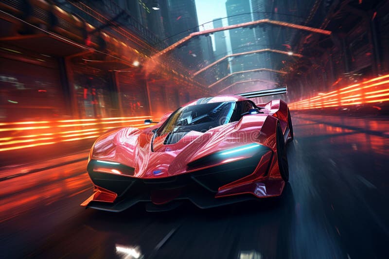 Futuristic Racing Scene with Sleek Vehicles and Stock Illustration ...