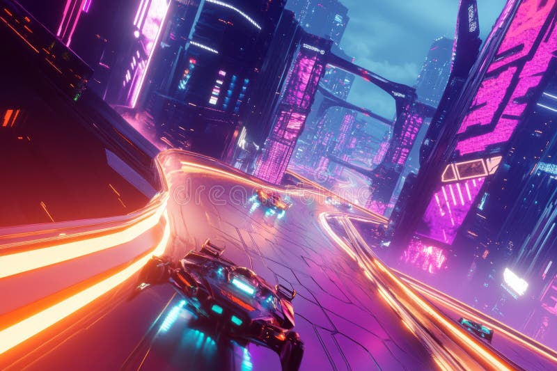 A Futuristic Racing Track with Massive Hexagonal Checkpoints Glowing ...