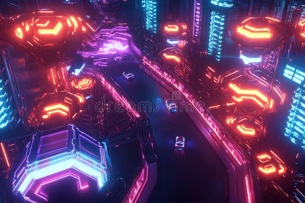 A Futuristic Racing Track with Massive Hexagonal Checkpoints Glowing ...