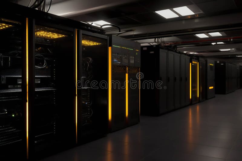 Futuristic Rackmount LED Console in High-Tech Data Centre (AI Generated ...