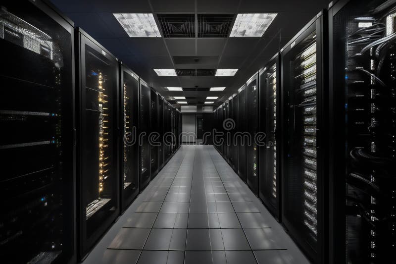 Futuristic Rackmount LED Console in High-Tech Data Centre (AI Generated ...