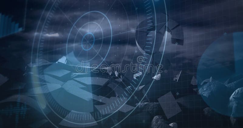 Futuristic Radar Interface Animation Over Abstract Geometric Shapes and ...