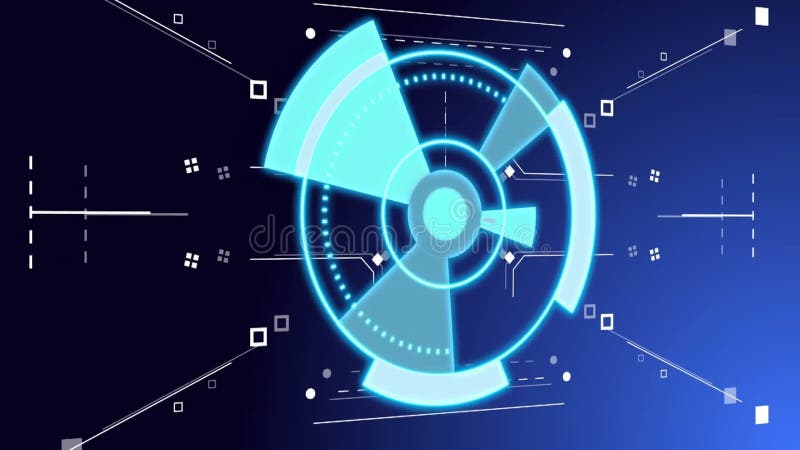Futuristic Radar Scanning Animation with Digital Data Elements on Dark ...