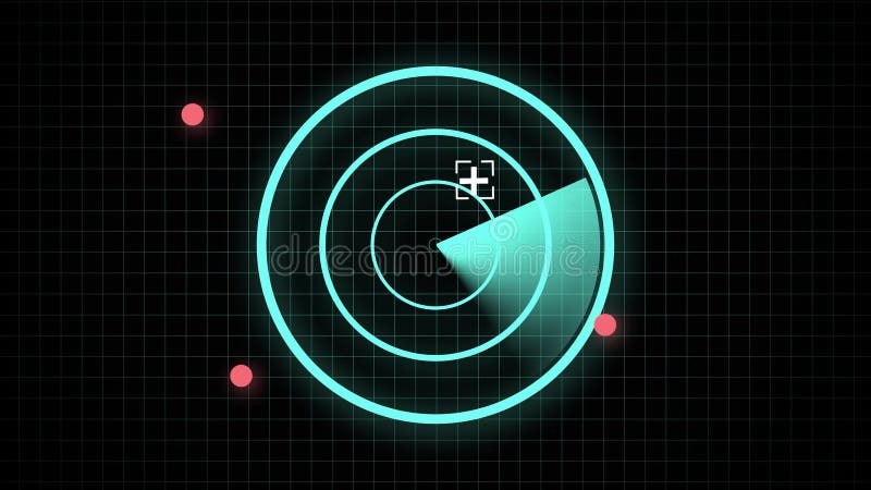 Futuristic Radar Screen with Moving Scan Indicator and Target Symbols ...