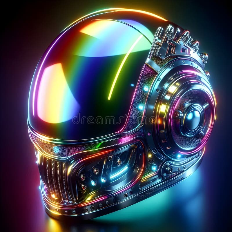 Futuristic Rainbow Robot Helmet Stock Illustration - Illustration of ...