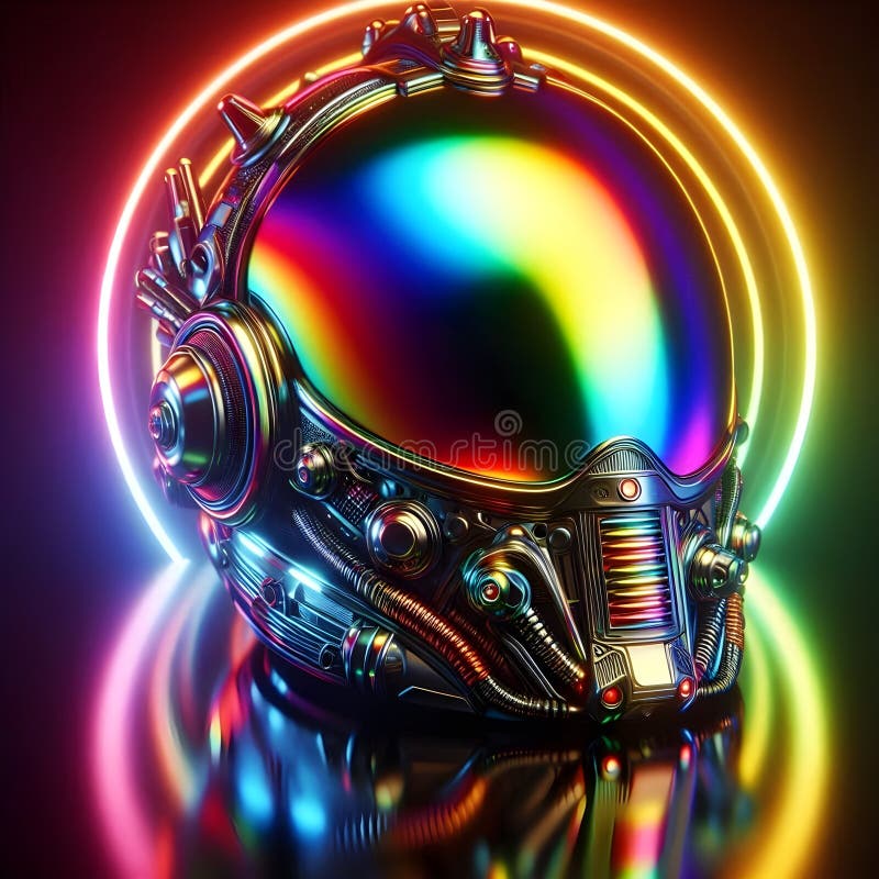 Futuristic Rainbow Robot Helmet Stock Illustration - Illustration of ...