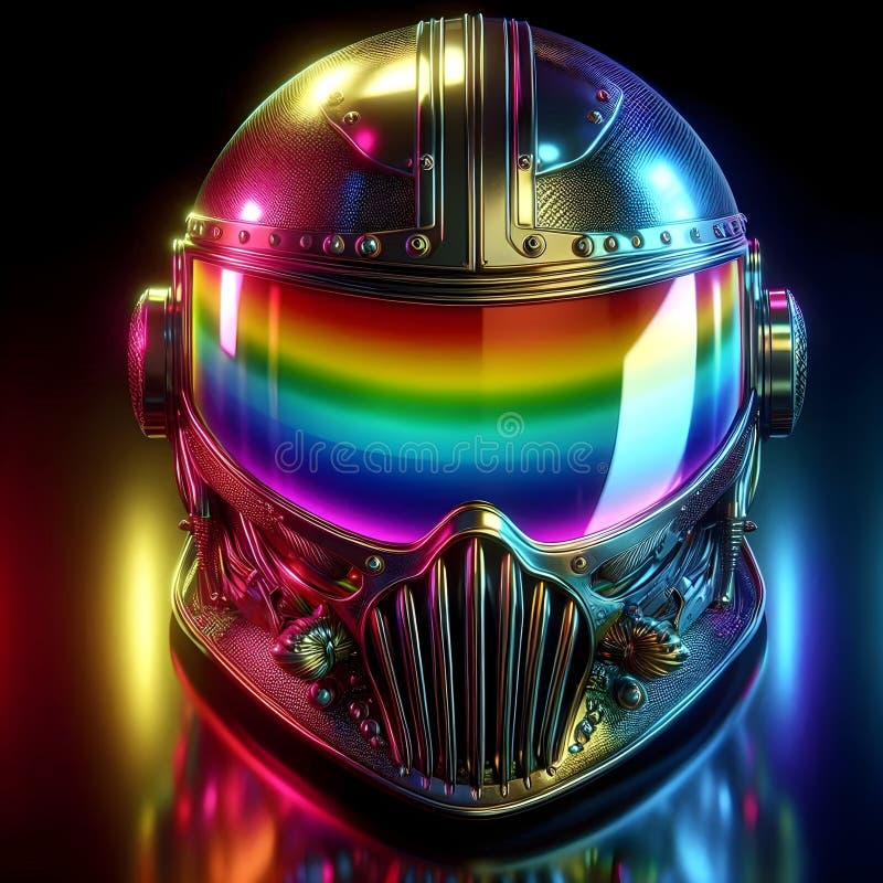 Futuristic Rainbow Robot Helmet Stock Illustration - Illustration of ...