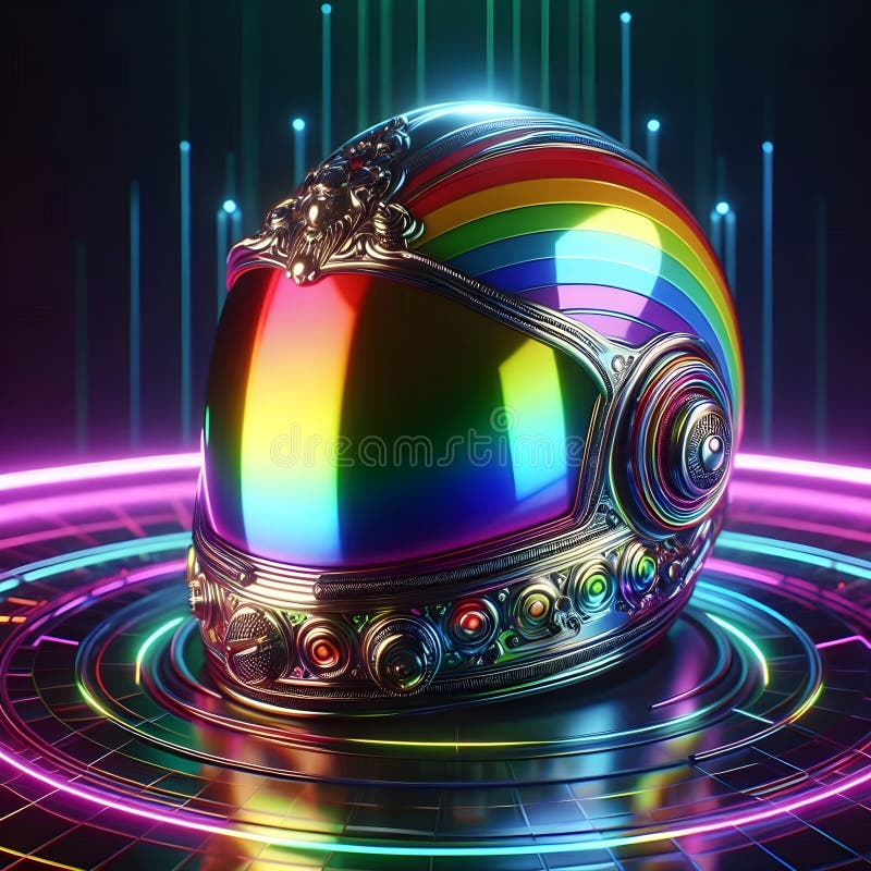 Futuristic Rainbow Robot Helmet Stock Illustration - Illustration of ...