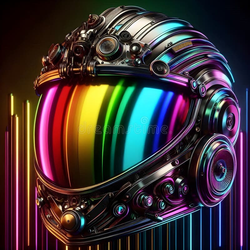 Futuristic Rainbow Robot Helmet Stock Illustration - Illustration of ...