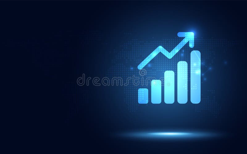 Futuristic Raise Arrow with Bar Chart Graph Digital Transformation ...