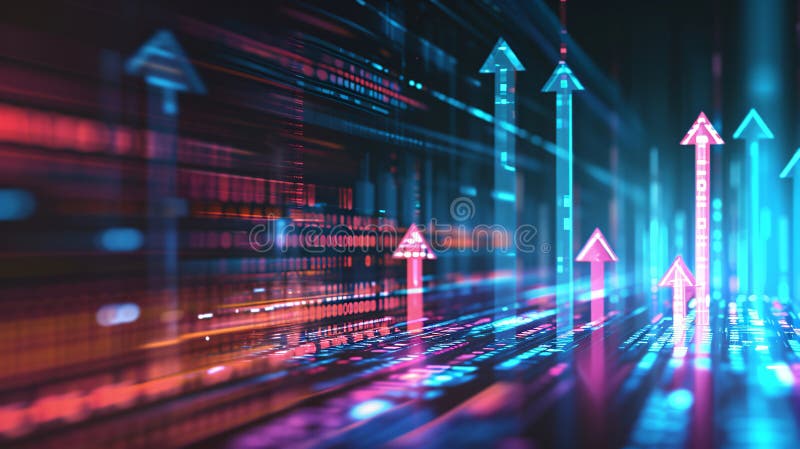 Futuristic Raise Arrow Chart Digital Transformation Abstract Technology ...