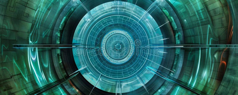 Futuristic Reactor Core Cross-section with Glowing Blue Lights and ...