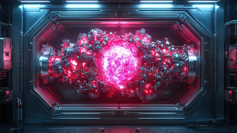 Futuristic Reactor Core Glows, Energy Explodes, Science Lab Backdrop ...