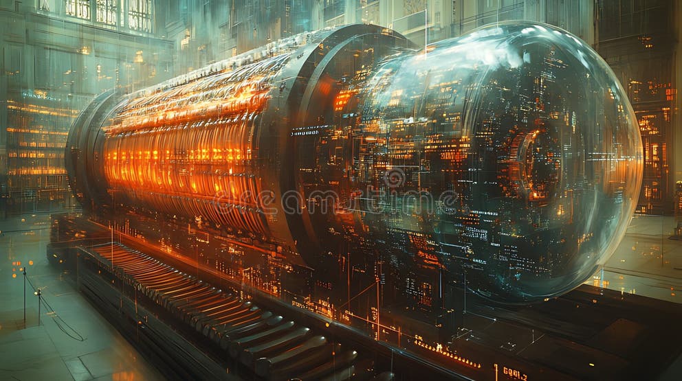Futuristic Reactor Core Inside Grand Hall Stock Illustration ...