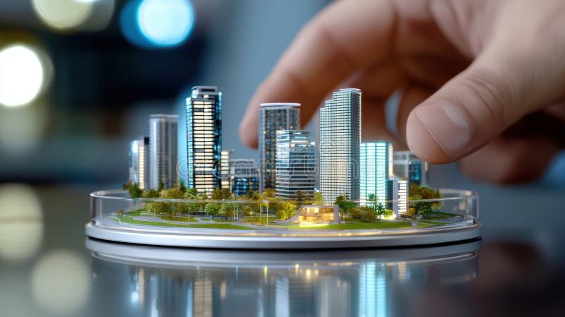 Futuristic Real Estate Development Scale Model Presentation Stock ...