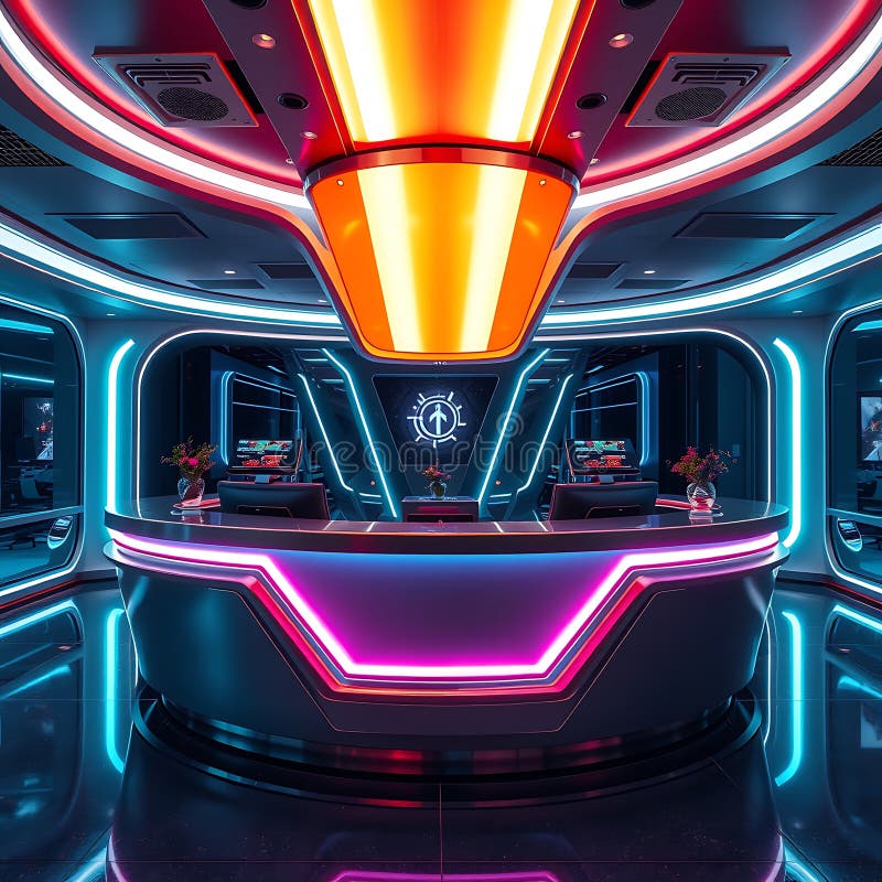 A Futuristic Reception Desk in a Science Fiction Themed Office ...