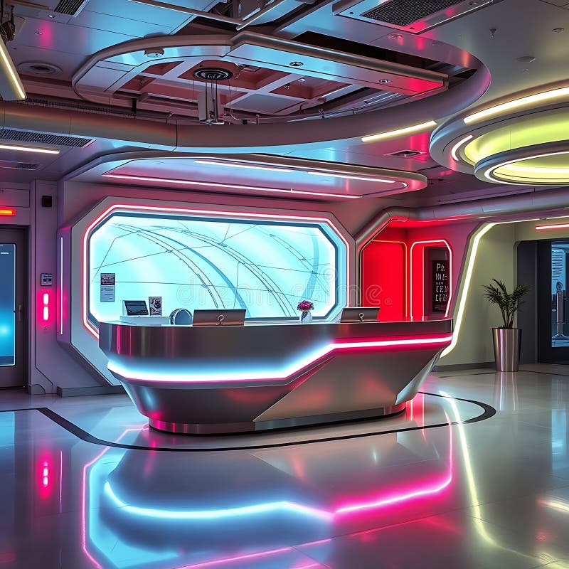 A Futuristic Reception Desk in a Science Fiction Themed Office ...