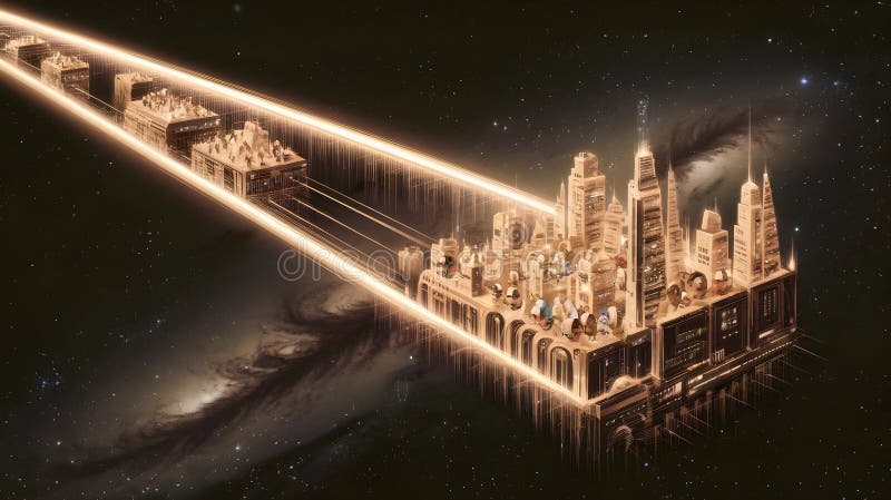 City of Light in Intergalactic Space Stock Illustration - Illustration ...