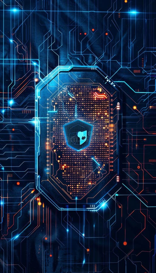 Futuristic Rectangular Cybersecurity Badge Design with Advanced ...