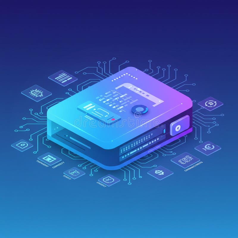 A Futuristic, Rectangular Device in a Gradient of Blue and Purple ...