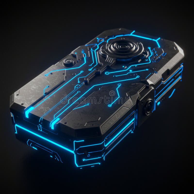 Futuristic Rectangular Device with Metallic Look, Curved Edges, and ...