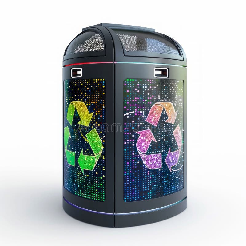 Futuristic Recycle Bins with Neon Design. Generative Ai Stock ...