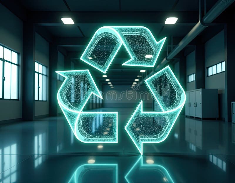 Futuristic Recycle Symbol in a Modern Environment Stock Illustration ...