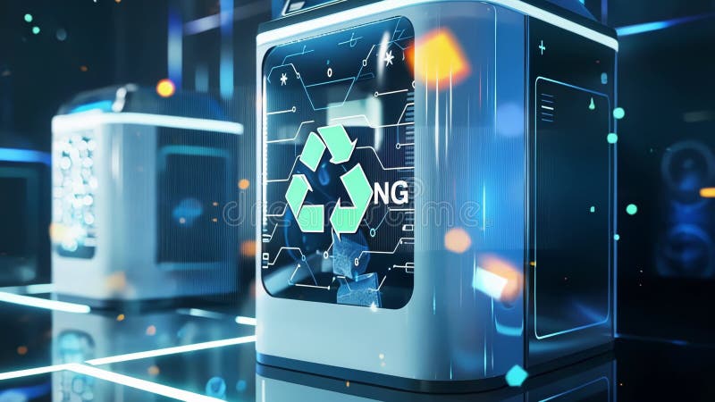 Futuristic Recycling Machines Processing Electronic Waste in Modern ...