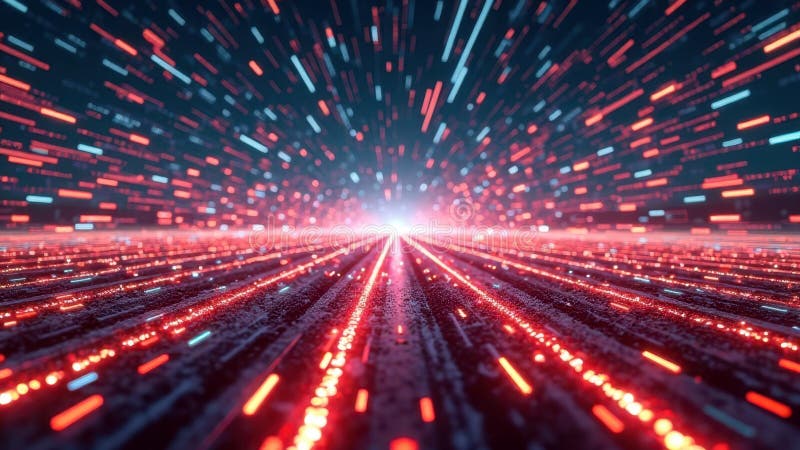 Futuristic Red and Blue Light Streaks in Dynamic Perspective Stock ...
