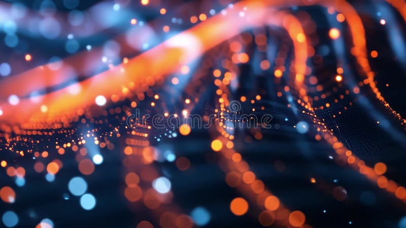 Futuristic Red and Blue Particles Flowing in Abstract Cyberspace Stock ...