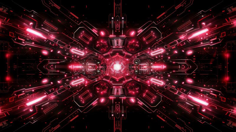 Futuristic Red Circuit Board Tunnel - Technology Background Stock Illustration - Illustration of ...