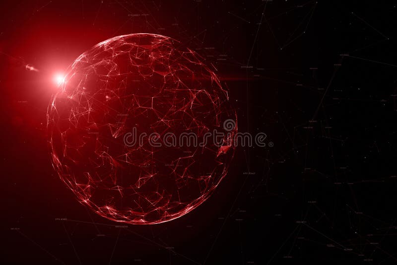 Futuristic Red Colored Network Data Globe Stock Illustration ...