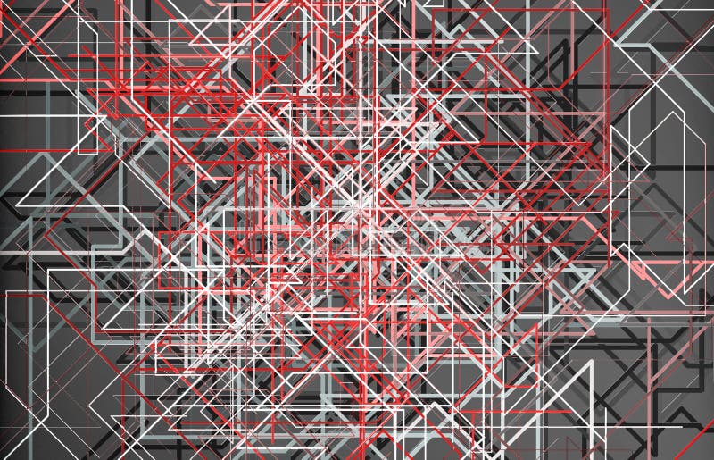 Futuristic Red Connection Background with Lines and Roads Printed on ...