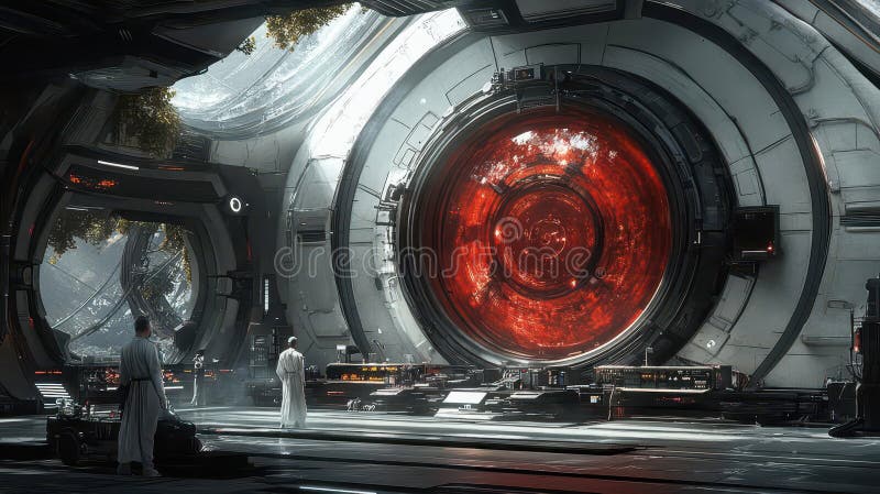Futuristic Red Core Spaceship Interior Stock Photo - Image of ...