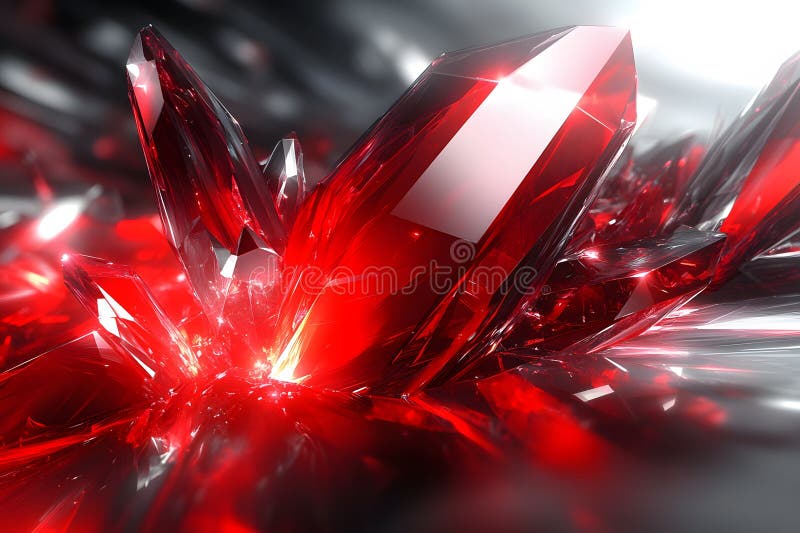 Futuristic Red Crystal Formation in Abstract Metallic Setting for ...