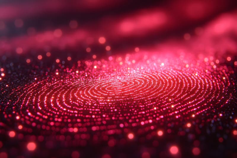 Futuristic Red Digital Fingerprint Design for Technology and Security ...