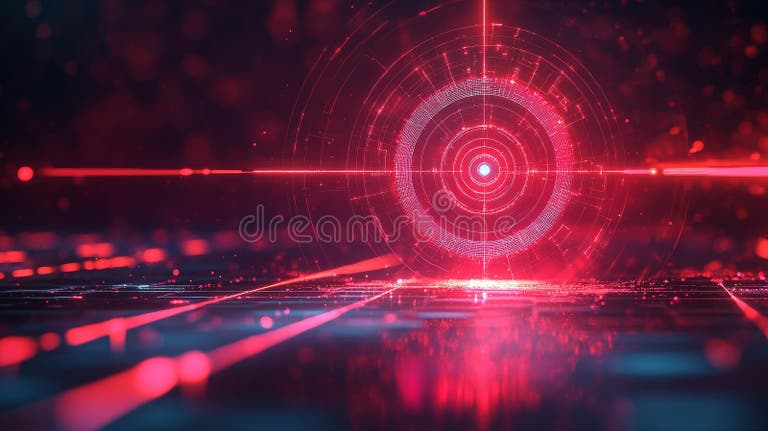 Futuristic Red Digital Target with Laser Beams Stock Image - Image of ...