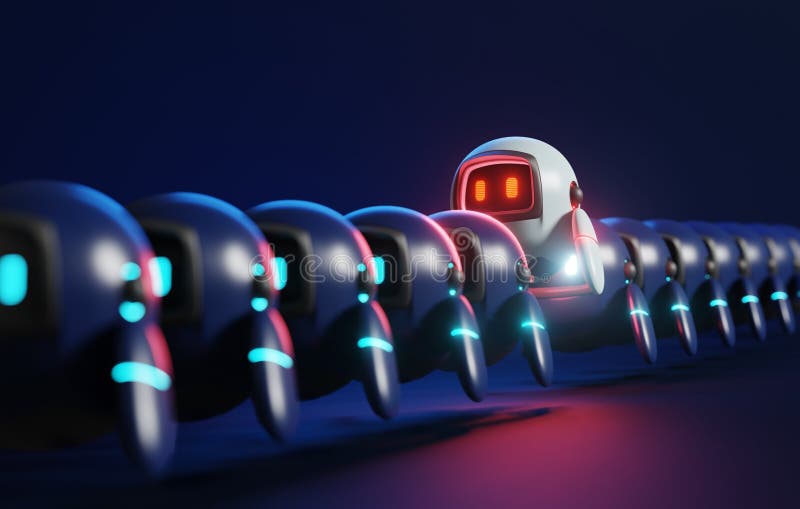 Futuristic Red Eyed Robots in a Cyber World Embracing the AI Revolution Risk and Growth of ...