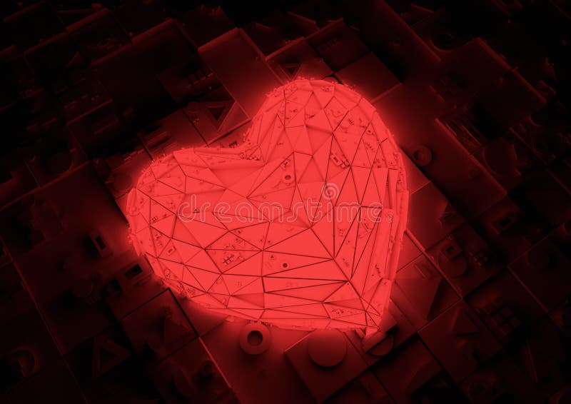 Futuristic red heart stock illustration. Illustration of symbol - 25384751