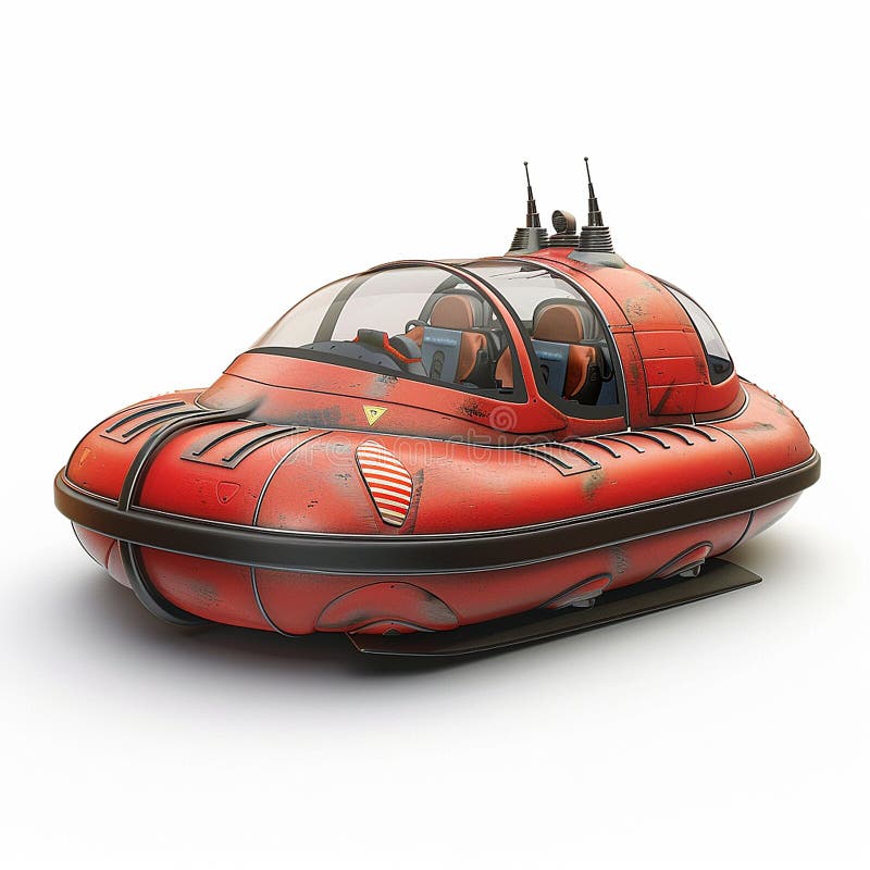 Futuristic Red Hovercraft stock illustration. Illustration of cartoon - 313973085