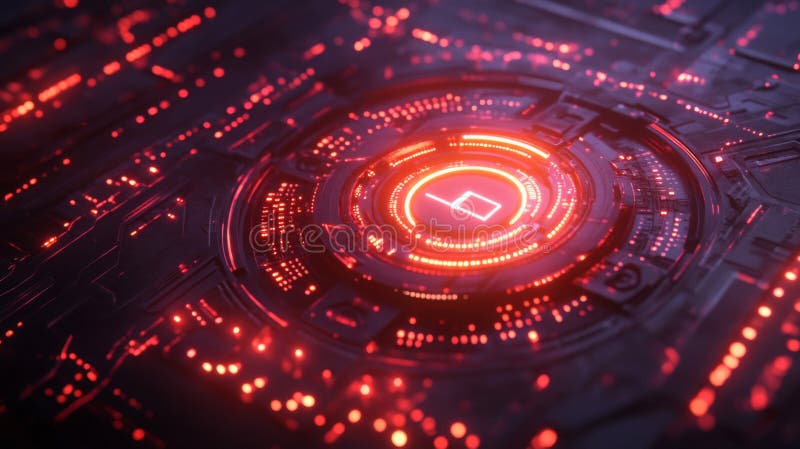 Futuristic Red Illuminated Technological Interface Panel Stock ...