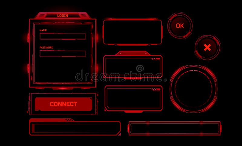 Futuristic Red Interface Elements Stock Illustration - Illustration of abstract, infographic ...