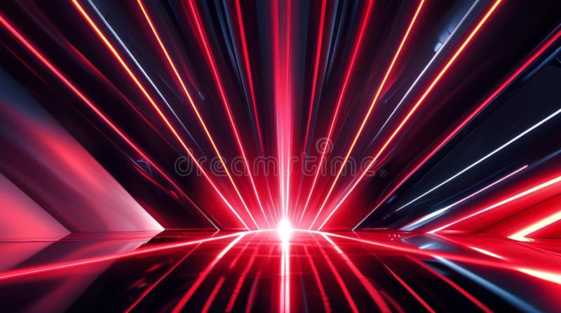 Futuristic Red Laser Beams Radiating Outward from Central Point Stock ...