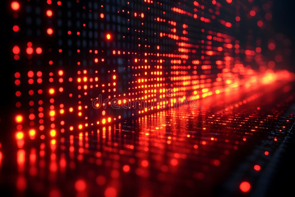Futuristic Red LED Light Grid Pattern for Digital Technology Design ...
