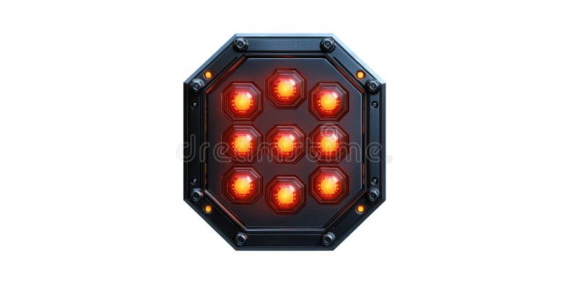 Futuristic Red Led Panel with Hexagonal Lights. Advanced Technology and ...